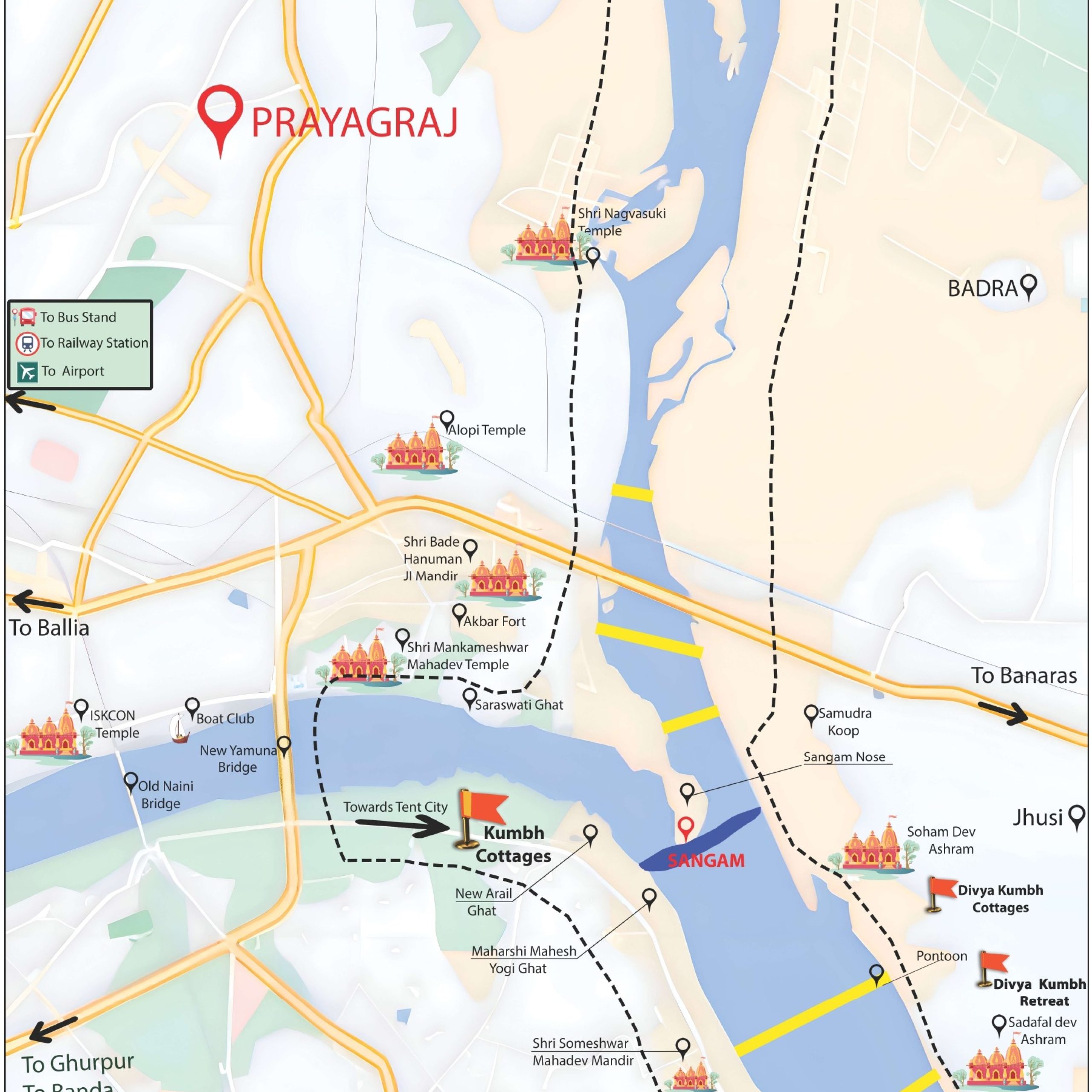 Tent Properties Location Map - Kumbh Stays